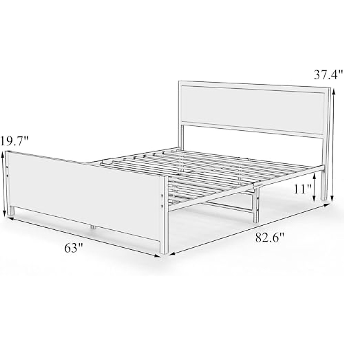 Catrimown Queen Size Bed Frame with Wooden Headboard and Footboard, Queen Platform Bed with Storage, Wooden Metal Bed Frame, Strong Slat Support/No Box Spring Needed/Easy Assembly, Industrial Brown
