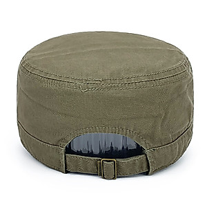 REDSHARKS Short Brim Cadet Caps for Men Cool Cadet Hats for Women Ponytail Army Olive Green