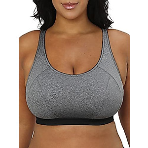 Curvy Couture Plus Size Women Support Bust, Perfect Workout, High Impact Sports Bra, Charcoal Melange, 4X-Large