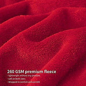 RUIKASI Fleece Throw Blanket Single - Plush Fuzzy Flannel Blanket Red for Single Size Bed, Super Soft Warm Blanket for Sofa and Couch, Fluffy Blanket 50x60 Inches