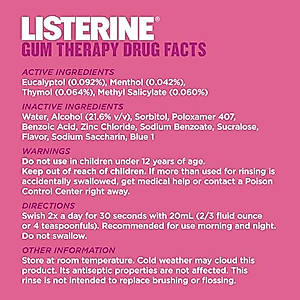 Listerine Gum Therapy Antiplaque & Anti-Gingivitis Mouthwash, Oral Rinse to Help Reverse Signs of Early Gingivitis like Bleeding Gums, ADA Accepted, Glacier Mint, 1 L