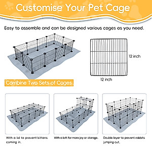 CHEGRON Guinea Pig Cages with Liner 48x24x12inch C&C Small Animal Cage Pet Puppy Dog Playpen Indoor Rabbit Chinchilla Hedgehog Habitat Fence DIY 12PCS Metal Grids Without Cushion
