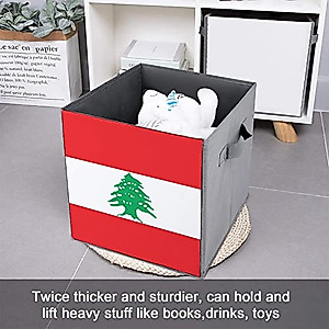 Flag of Lebanon Large Cubes Storage Bins Collapsible Canvas Storage Box Closet Organizers for Shelves