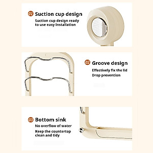Pot Lid Holder,Suction cup Pot Lid Holder for Cabinet,No Drilling Adhesive Door Wall Mount Cabinet Organizer,Upgrade Multifunctional Pot Lid Organizer for Stovetop Spoon Rest Pot Lids Holder (Beige)