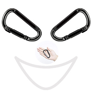 EZYA Carabiner Clip, 860lbs, 3" Heavy Duty Carabiner, D Ring Hooks - Keychains, Camping, Hiking Accessories, Caribiniers for Dog Leash, Hammocks, Yoga Swing, Gym etc, Black, 4PCS