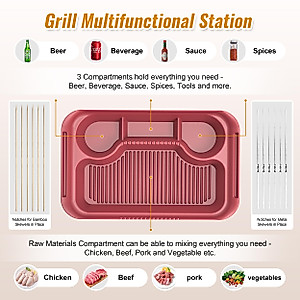 Joviton Home 4PCS Melamine Grill Prep Station Tray Set, Outdoor BBQ Grill Station Accessories for Raw and Cooked Food, BBQ Grill Tools Added