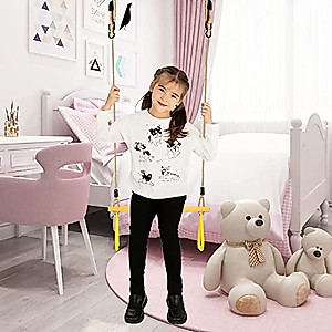 Alomejor Pull Up Ring Kids Gymnastic Rings for Upper Body Strength Fitness Training Exercise Pull Ups(Yellow)