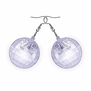 Blinking Disco Earrings Disco Ball Earrings for Women, Led Light Projecting Disco Ball Light Up Earrings for Women, Led Earrings, 60s or 70s Costume Accessories for Halloween Party Dance Party (1Pair)