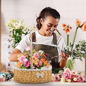 EXCEART decor hamper flower girl wedding basket woven hand-made basket empty gift basket wedding flower holder portable woven basket wedding gift basket flowers flower basket iron