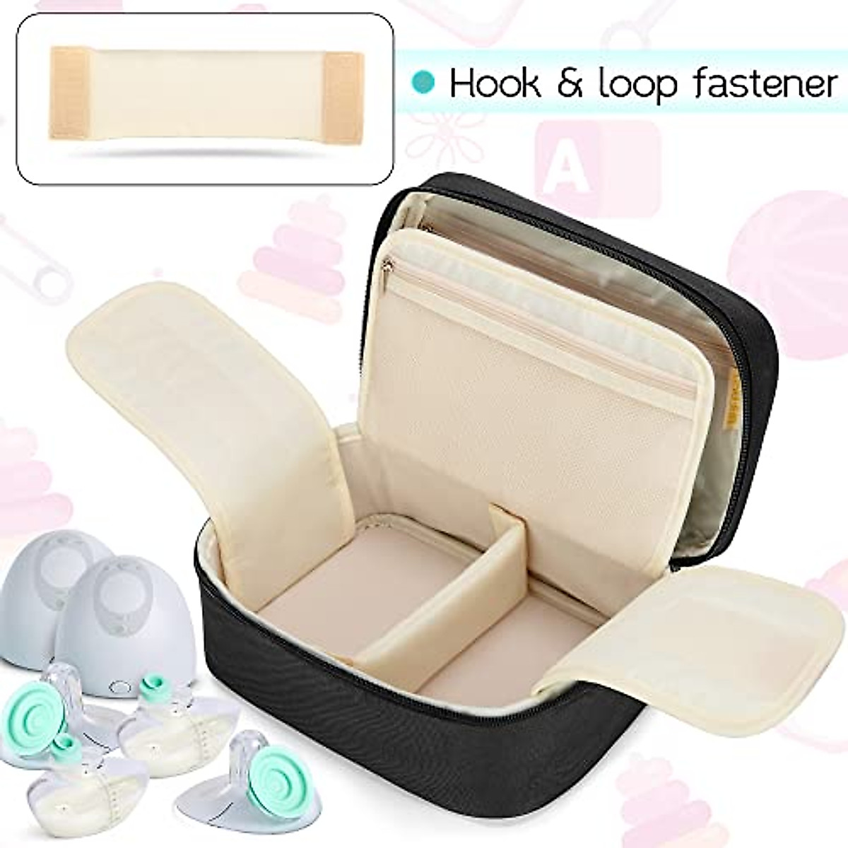 BAFASO Wearable Breast Pump Bag Compatible with Willow and Elvie Breast Pump, Case for Wearable Breast Pump and Extra Parts (Patent Pending), Black