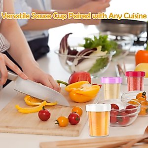 Generic 10 Pack 4oz Small Plastic Containers with Lids, Salad Dressing Container, Leakproof Condiment Containers, Reusable Stackable Plastic Dip Sauce Containers, Food Storage Safe Airtight