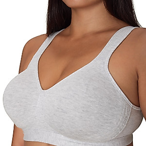 PLAYTEX Womens 18 Hour Ultimate Lift & Support Cotton Stretch Wireless Us474c Full Coverage Bra, Grey Heather, 42C US
