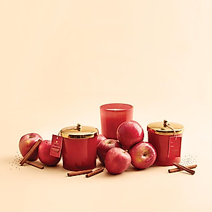 Thymes Simmered Cider Harvest Red Poured Candle - Warm & Spicy Scented Candle with Notes of Apple, Clove, and Cardamom - Luxury Home Fragrance - Red Candle (13 oz)