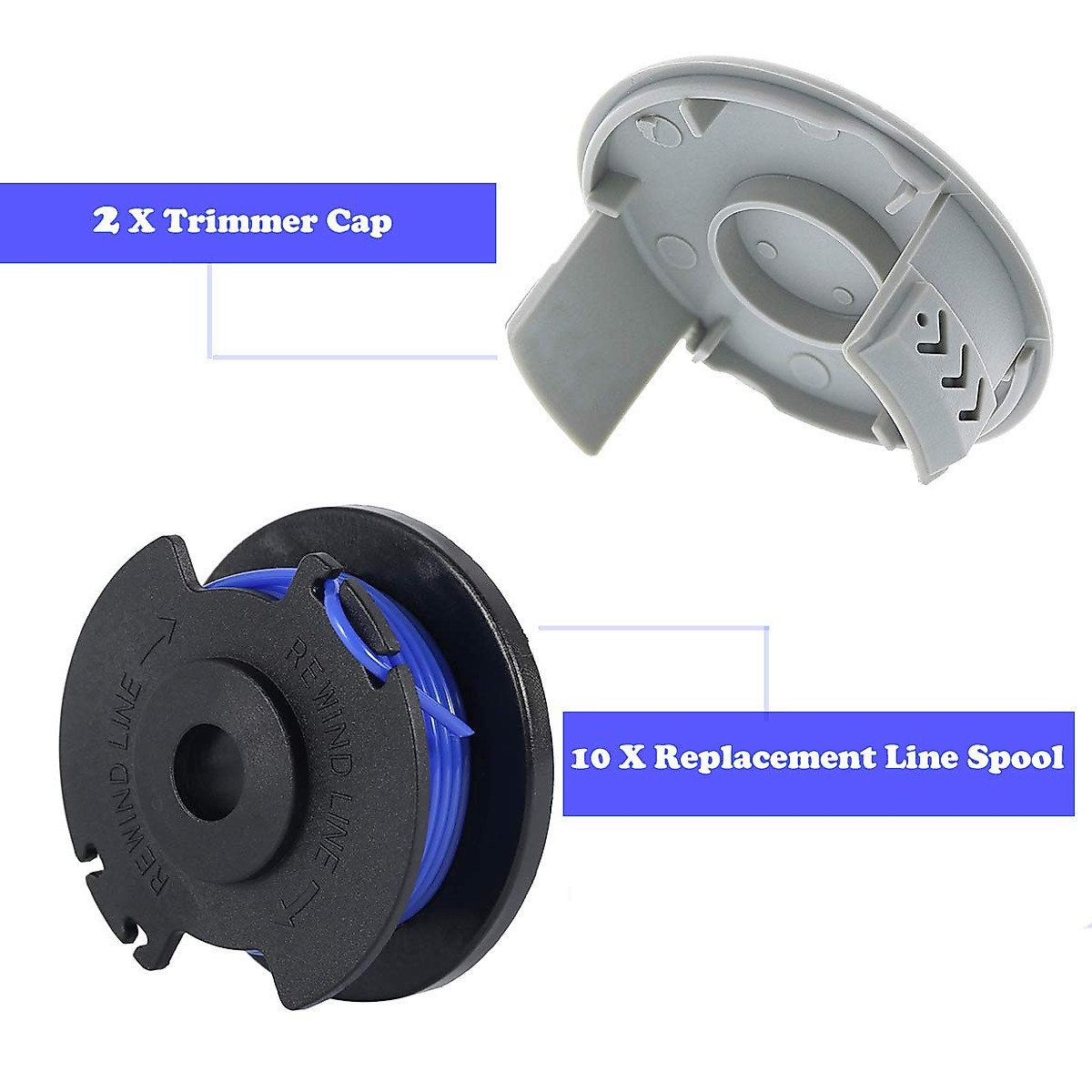 LEIMO KPARTS 0.065 String Trimmer Spool Line for Ryobi One+ AC14RL3A, 0.065" Autofeed Replacement Spools for Ryobi 18V, 24V, and 40V Cordless Trimmers (12 Pack)