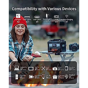 Enernova ETA Solar Generator with 1 * 80W Solar Panel, 600W Portable Power Station for Home Backup, Camping, RV, Outdoors, Off-Grid