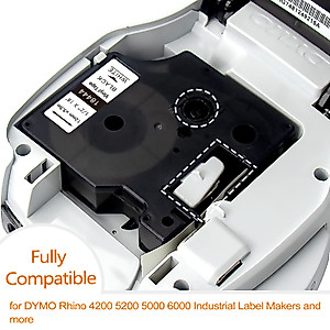 BOYEEZON 3Pack Compatible for DYMO Rhino 18444 18432 18438 Permanent Vinyl Label Tapes Black on White/Red/Yellow 12mm x 5.5m Industrial Tape for DYMO Rhino 4200 5200 5000 6000 Label Maker