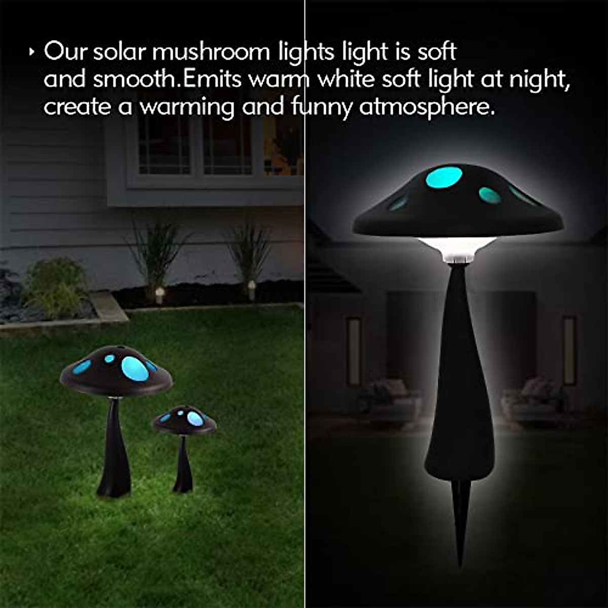 Outdoor Solar Garden Lights(4 Mushrooms Lamps), 2 Sizes Mini Solar Mushroom Lights Outside Waterproof Cute Mushroom Shaped Pathway Landscape Lights Decoration Garden, Yard, Lawn, Pathway, Brown