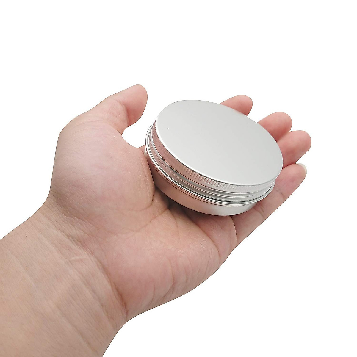 2 Ounce Aluminum Tin Jar Refillable Containers 60 ml Aluminum Screw Lid Round Tin Container Bottle for Cosmetic,Lip Balm, Cream, 12 Pack.