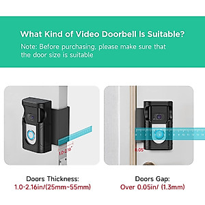 OLAIKE Anti-Theft Door Mount for Video Doorbell 1/2/3/3 Plus/4/2nd Gen & Blink Doorbell, No-Drill Doorbell Mount for Apartment Home Rentals Room (No Doorbell), Black
