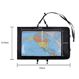 KOSIBATE Map Case, Waterproof Military Hiking Map Pouch Holder with Clear Window & Lanyard