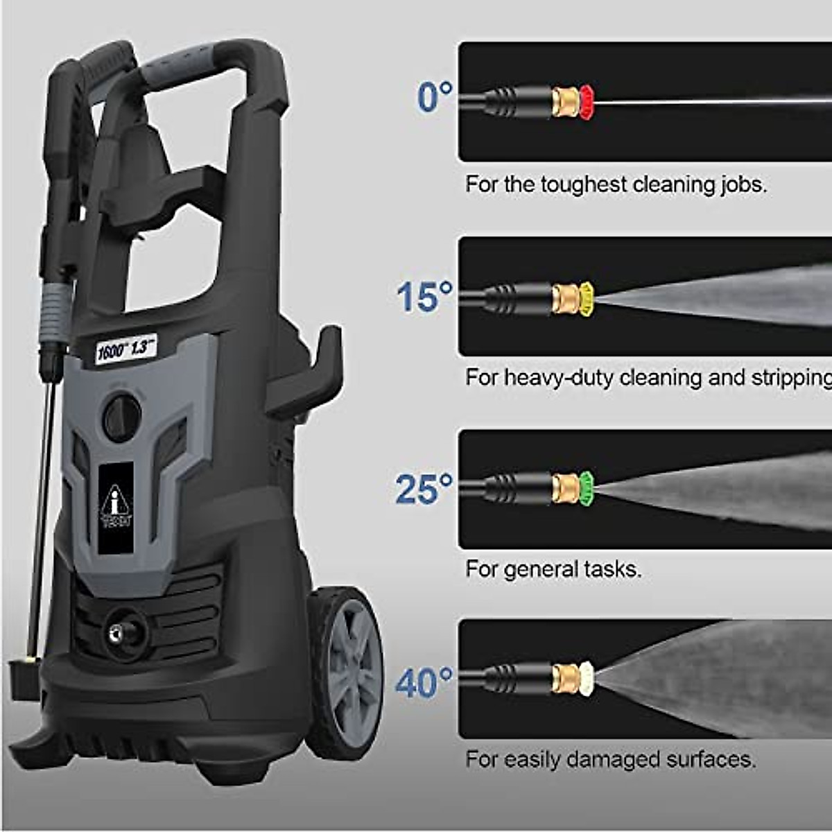 Electric Pressure Washer - 1700W High Pressure Power Wash Machine with Detergent Tank and Adjustable Nozzles for Home Use Cars/Garden/Patios/Driveways Cleaning (2000PSI)，CETL Listed