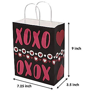 JOYIN 24 Pcs Valentine's Day Paper Gift Bags with Handle, Paper Wrapping Kraft Bags for Funny Gift Giving Novelty Gift Exchange Gift Wrapping Valentines Gift Bags Party Favors