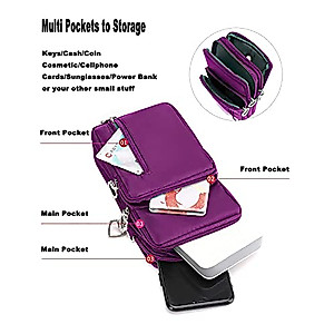 WITERY Cell Phone Crossbody Bag - Nylon Waterproof Small Cell Phone Purse Wallet, Travel Phone Bag Wristlet Women Teen Girls with Adjustable Strap