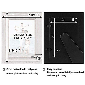 LaVie Home 5x7 Picture Frames (1 Pack, Distressed White) Rustic Photo Frame Set with High Definition Glass for Wall Mount & Table Top Display