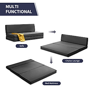 ijuicy Folding Mattress Sofa, Full Convertible Couch Sleeper Bed, 5" Folding Futon Sofa Bed, Floor Chaise Lounge, Portable Couch Bed for Living Room, Bedroom & Guest Room (Full/Dark Grey)