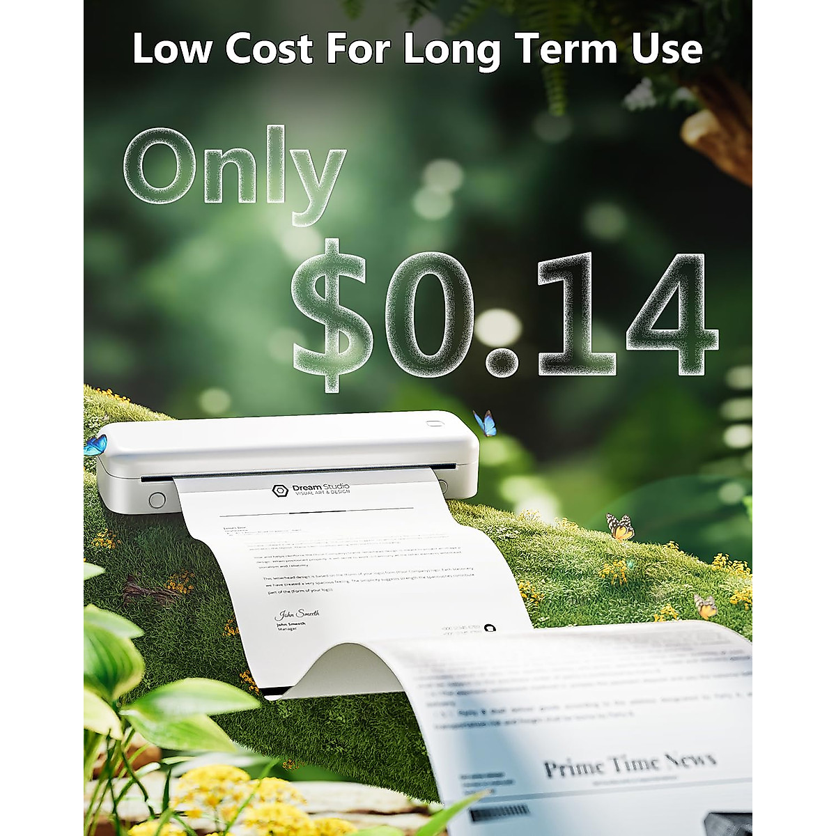 Itari M834 Upgraded Portable Printer, Bluetooth Thermal Printer, Wireless Inkless Printer Support 8.5" X 11" US Letter & A4 Thermal Paper for Office, Home, Travel, Compatible with Phone & PC, White