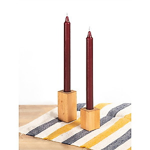 CANDWAX Bordeaux Taper Candles Pack of 12 - Straight Candles 10 inch Ideal as Unscented Candles, Dinner Candles and Table Candles - Slow Burning Candles Dripless - Smokeless Long Candlesticks