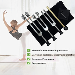 Tuning Fork Set (128Hz, 256Hz, 512Hz) — Medical Tuning Forks set for Healing with Silicone Hammer, Repair Tool, Cleaning Cloth and Storage Bag