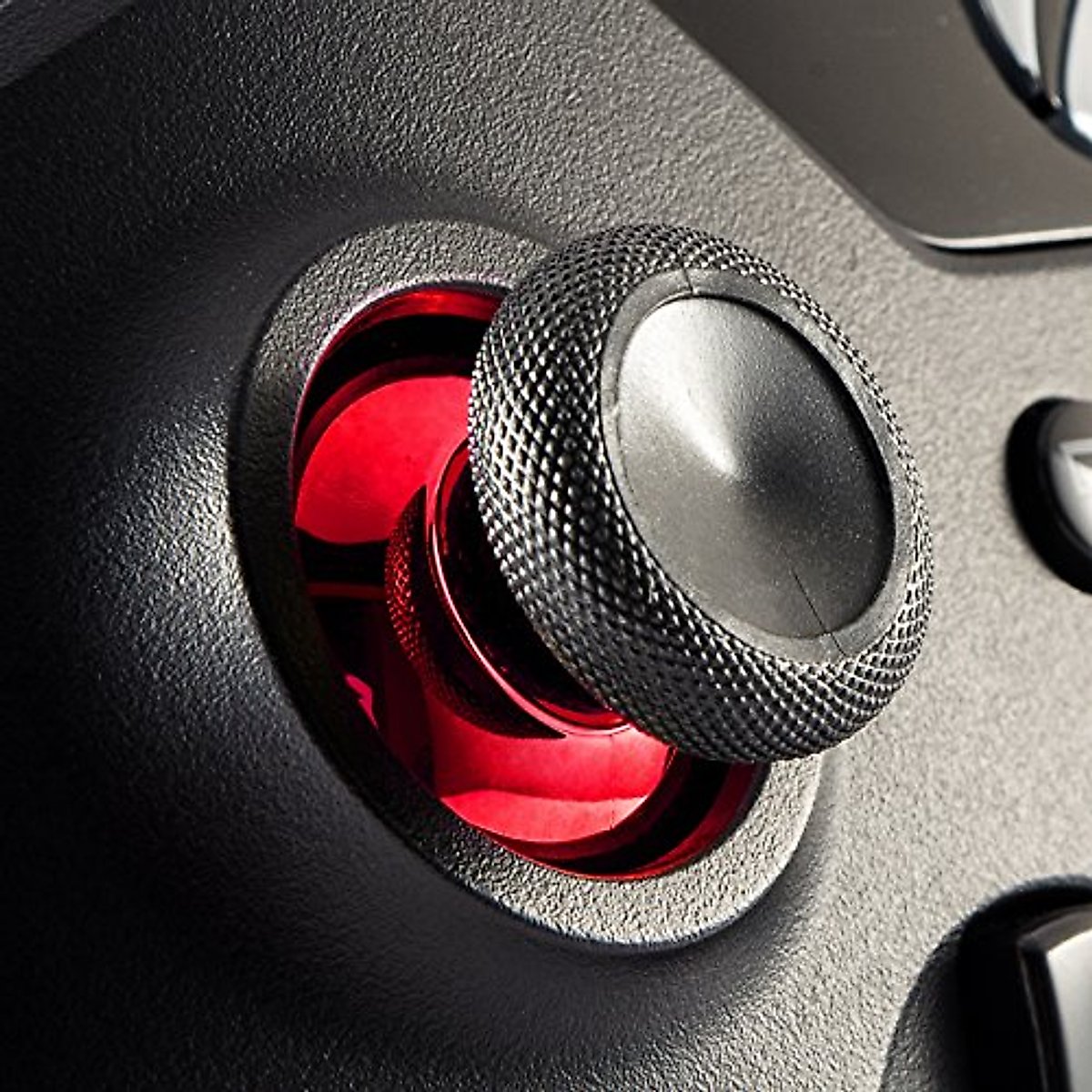 eXtremeRate 10 pcs Rubberized Chrome Red Thumbsticks Analog Sticks Buttons Replacement Parts for Xbox One Standard for Xbox One Elite for Xbox One S/X and for Xbox Series X & S Controller