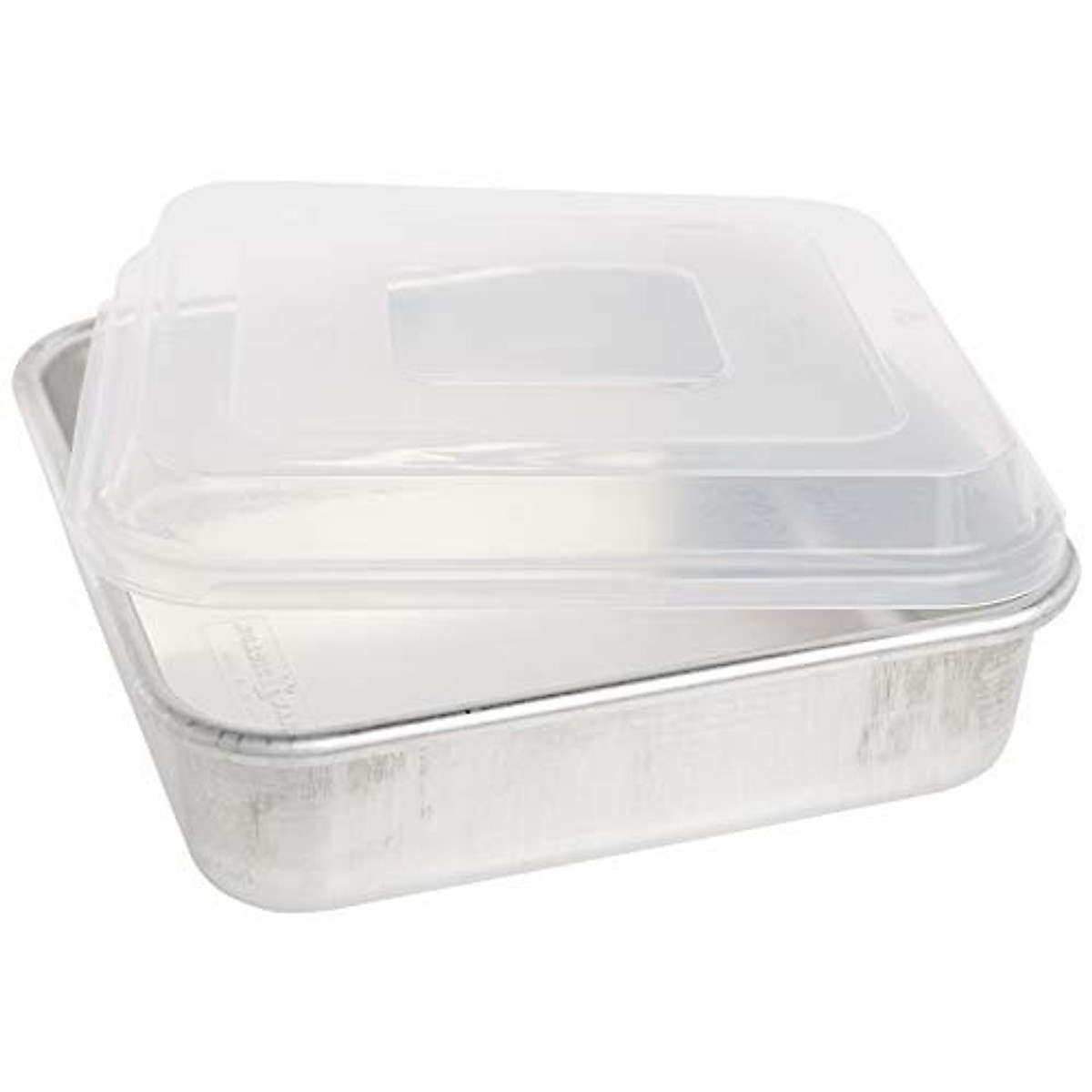 Nordic Ware Natural Aluminum Commercial Square Cake Pan with Lid, Exterior 9.88 x 9.88 Inches