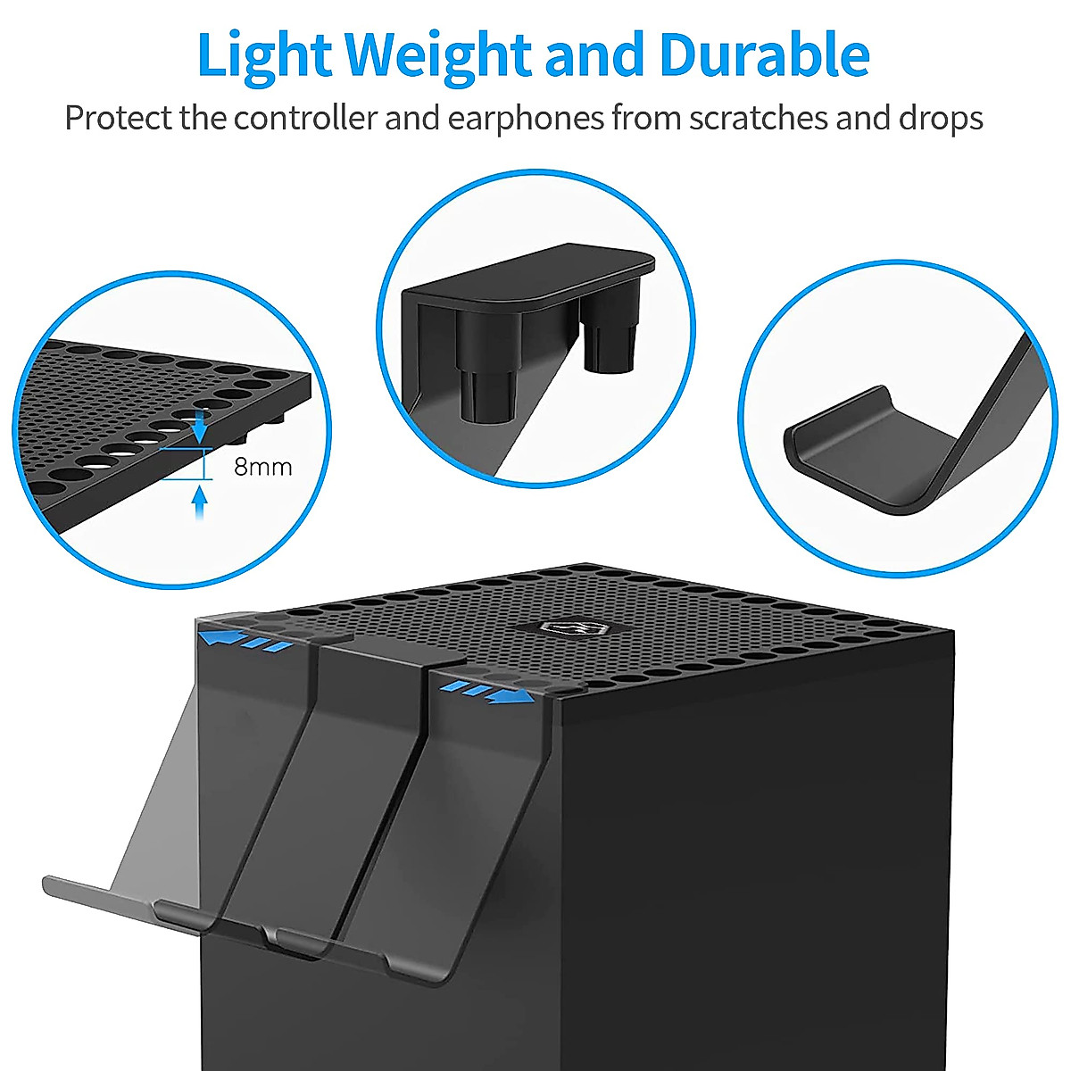 Dust Cover Set for Xbox Series X Console, Dust Filter Covers with 2 Controller Holder Hanger Stand and 8 Dust Plugs Compatible with Xbox Series X