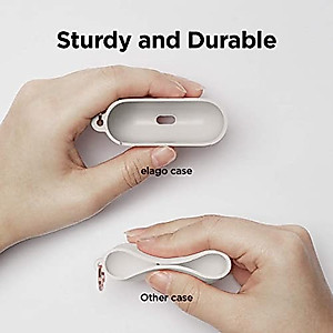 elago Liquid Silicone Case Compatible with AirPods Pro Case Cover - Keychain Included, Triple Layer Protection, Safeguard Design, Supports Wireless Charging [Stone]