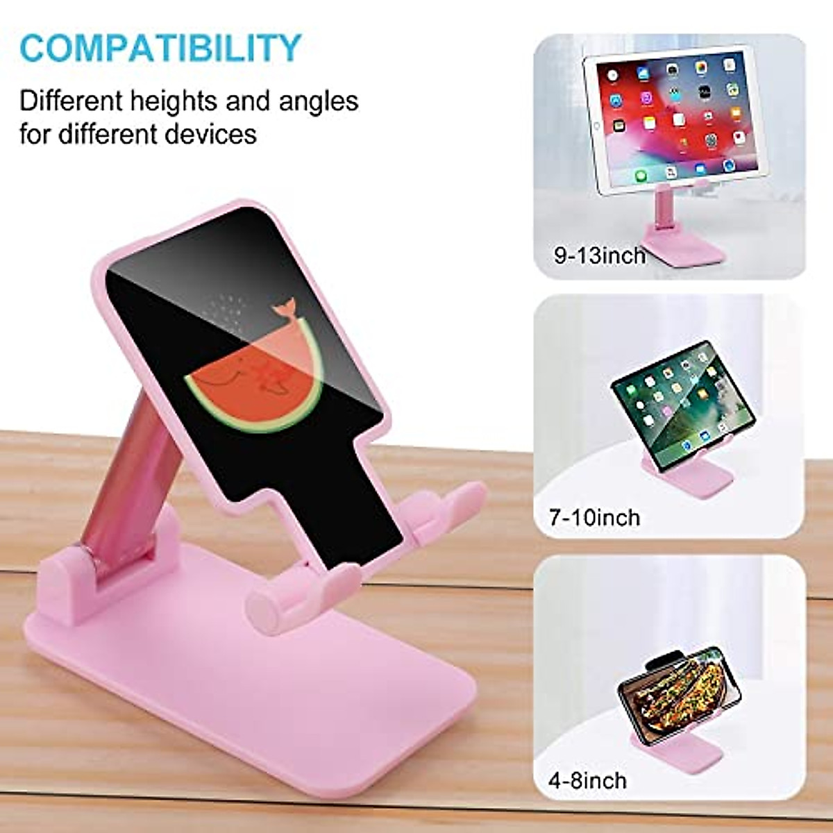 Funny Watermelon Whale Foldable Desktop Cell Phone Holder Portable Adjustable Stand for Travel Desk Accessories