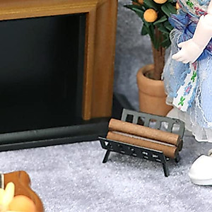 Gazechimp 1:12 Miniature Wood Firewood Rack Holder Cooking Tool Garden Decoration