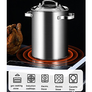 Stainless Steel Vertical Cooker/Steamer - 4L Asparagus Vegetable Pot Home Deep Fryer Pot Japanese Tempura Deep Frying Pot with Strainer Basket and Lid for Kitchen French Fries, Chicken