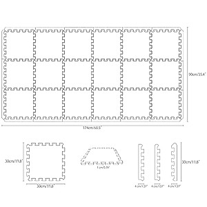 Yostrong® 18 Tiles Interlocking Puzzle Foam Baby Play Mat with Straight Edges for Playing - EVA Babies Crawling Mat | Rubber Floor Work out Mats for Home Gym. Brown, Beige, Gray. YOC-FJLb18S18