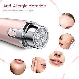Facial Hair Remover Women, Scienbeauty Painless Electric Facial Hair Trimmer Clipper for Women with Dust Protection Cover, Ladies Electric Shaver for Peach Fuzz, Facial Hair, Lip (Pink)