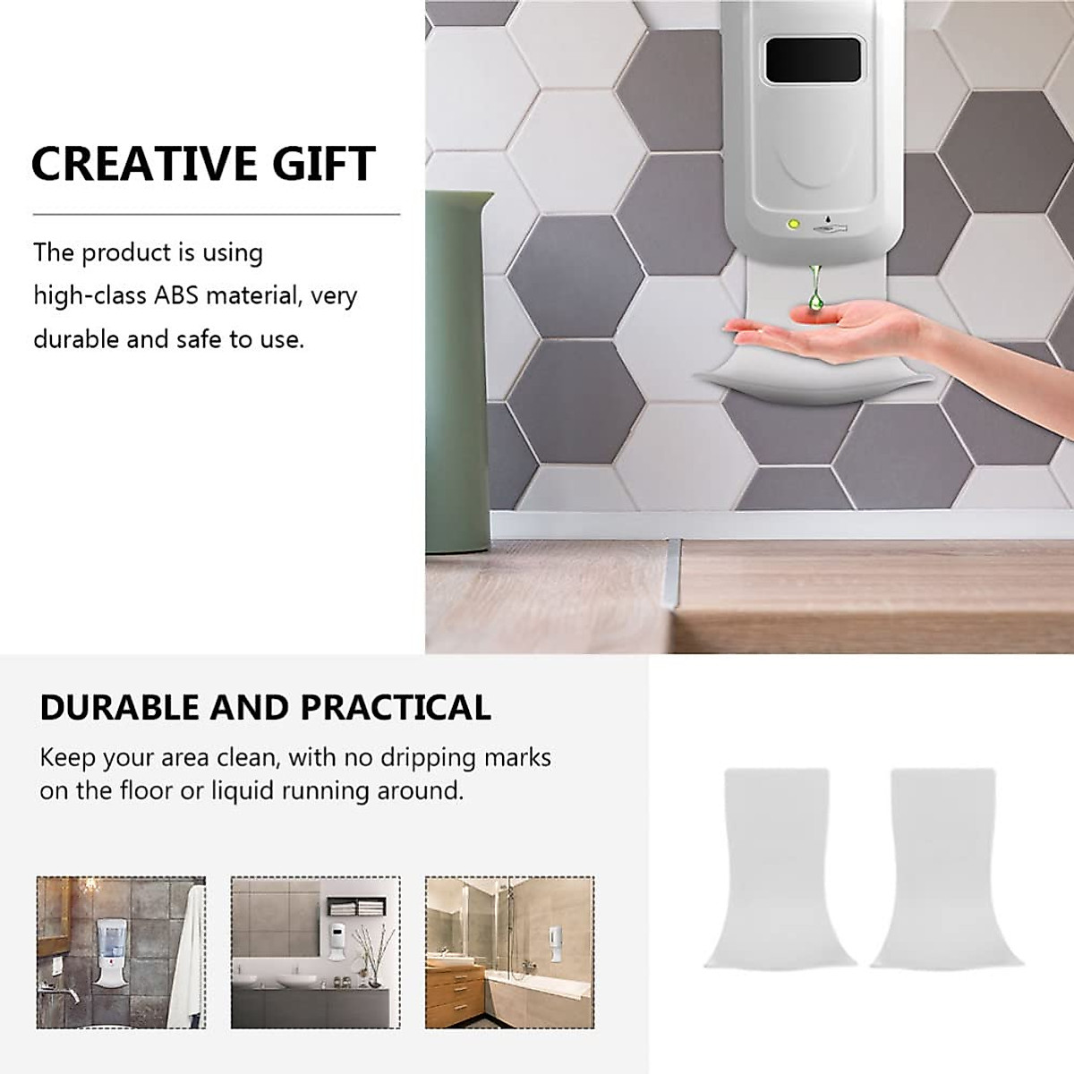 2pcs Soap Dispenser Tray Laundry Scent Boosters Soap Drip Tray Soap Dispenser Drip Tray Hand Wash Dispenser Stand Tap Bracket Wall-mounted Drip Catcher Spray Connector White Abs