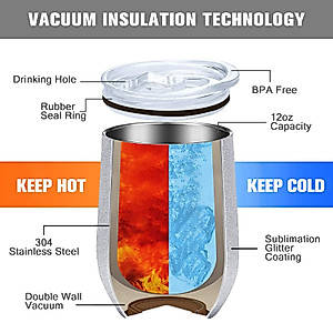 BetterSub 6 Pack Sublimation Glitter Silver Tumblers 12oz Double Wall Insulated Sublimation Blanks Tumblers, Stainless Steel Sublimation Cups with Lid, Metal Straw, Brush, Display Box