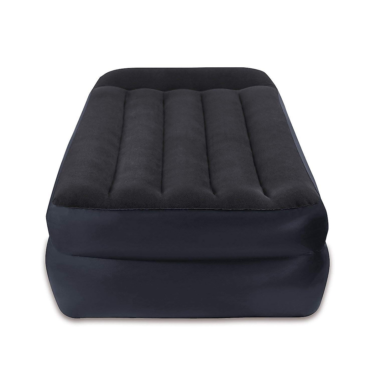 Intex Dura-Beam Fiber-Tech Elevated Inflatable Built-In Pillow Rest Raised Airbed Mattress with Internal Electric Pump and Carry Bag, Twin