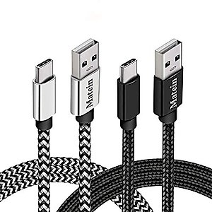 Charging Cable for Galaxy S10, 2 Pack 6ft USB C Cable Long Nylon Fast Charger Cord, USB A to USB C Charger Cables for Samsung S10 S20 Note 20 10, PS5, Google Pixel, MacBook Pro 2020, LG, Black&White