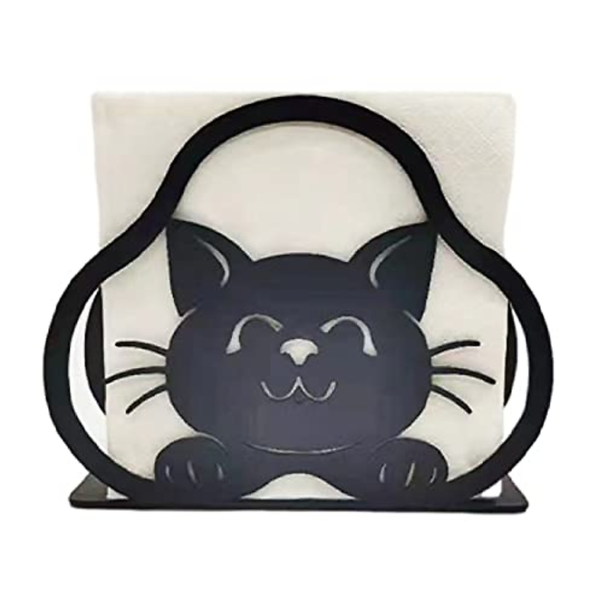 PXLYWLTZL Napkin Holder for kitchen，CAT black Metal Holders Tables, dinner iron Restaurants，Farmhouse，Cafe，Bar, Holders, Tissue Dispenser (CAT), 4.8inch 4inch 1.7inch (999)
