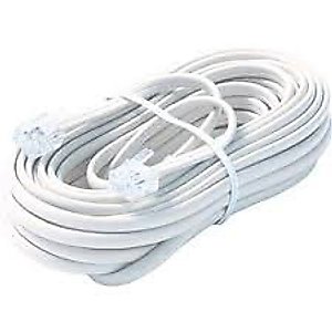 Bistras 25 Ft 4C Telephone Extension Cord Cable Line Wire, for Any Phone, Modem, Fax Machine, Answering Machine, Caller ID, White