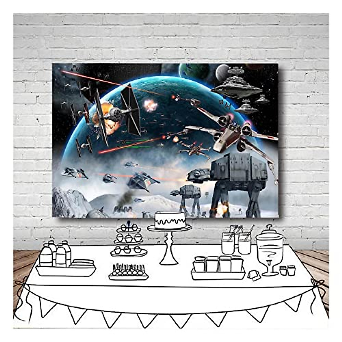 Universe Wars Photography Background Spaceship Interior Science Fiction Series Background with Earth Photo Baby Shower Kids Birthday Decorations Banner ５X３FT