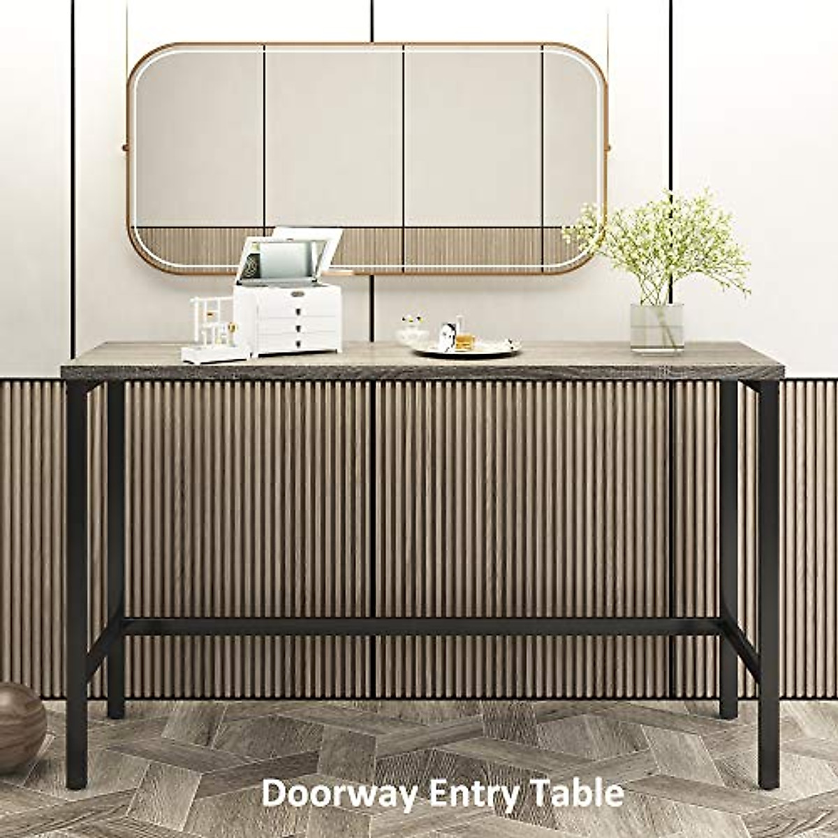 Merax 4-Piece Counter Height Extra Long Dining Table Set with 3 Stools and Side Table with Footrest Pub Kitchen Set,Grey