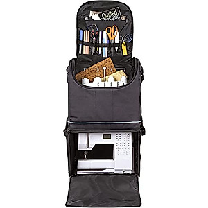ArtBin 6922SP Tote Express Rolling Portable Art Craft & Sewing Storage Organizer Bag with Wheels-Fits Sewing Machine, 0, Black/Aqua